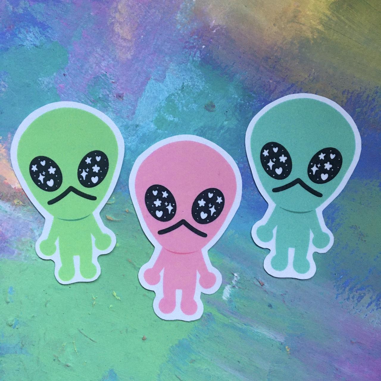 RETRO 90s alien sticker pack! Cute set of little... - Depop
