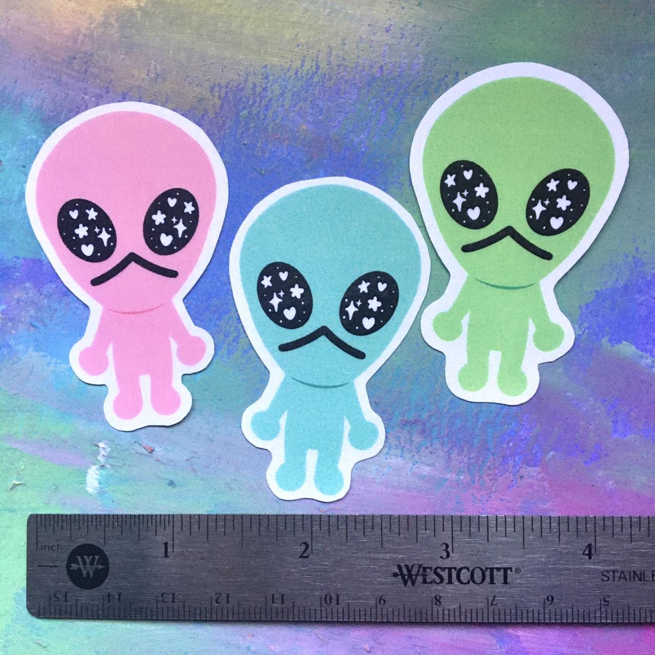 RETRO 90s alien sticker pack! Cute set of little... - Depop