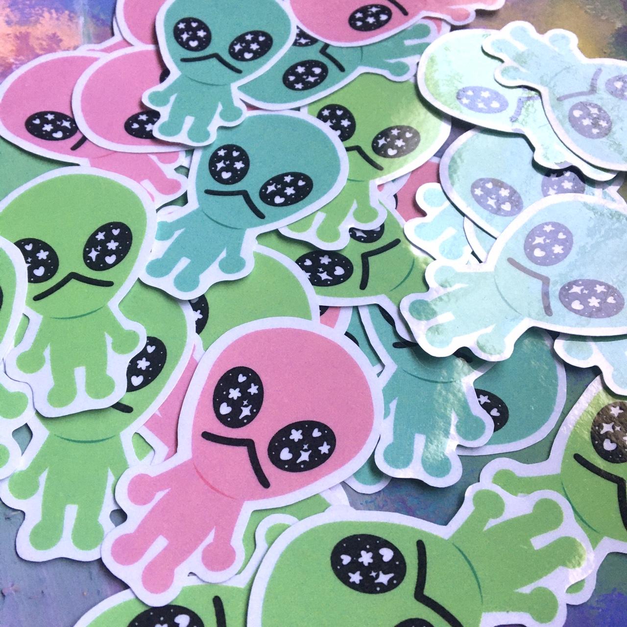RETRO 90s alien sticker pack! Cute set of little... - Depop