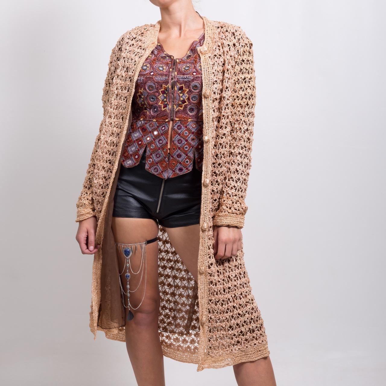 The most amazing vintage duster / overcoat. Crochet... - Depop