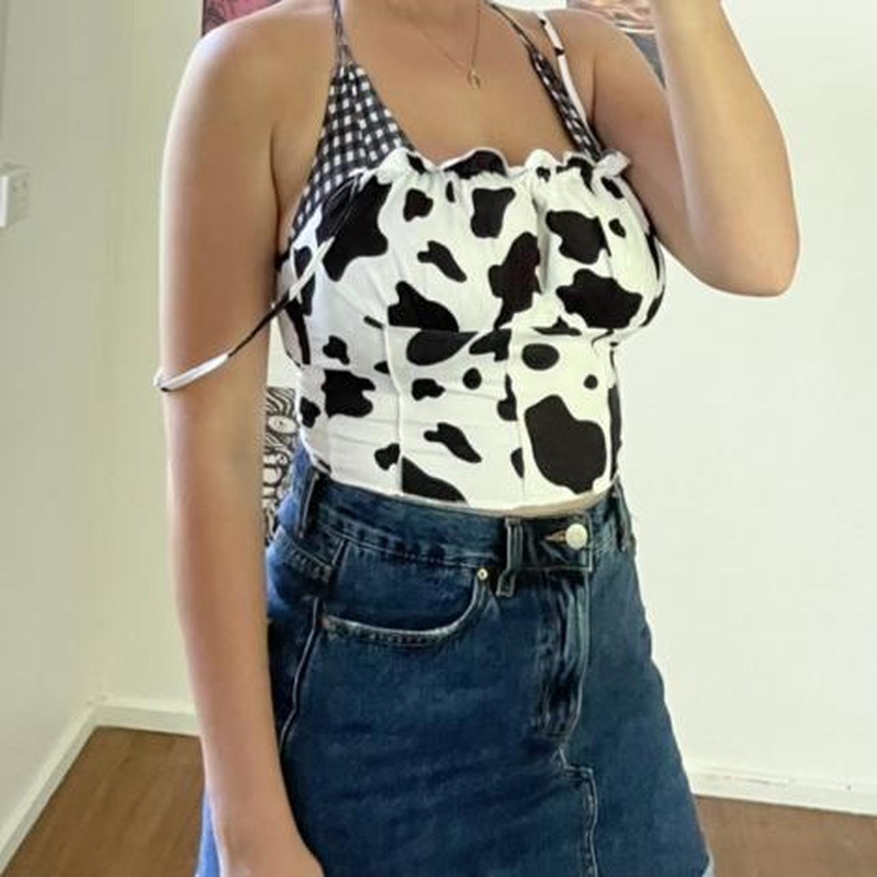 cow print crop top! ☯️ free/next day shipping - Depop
