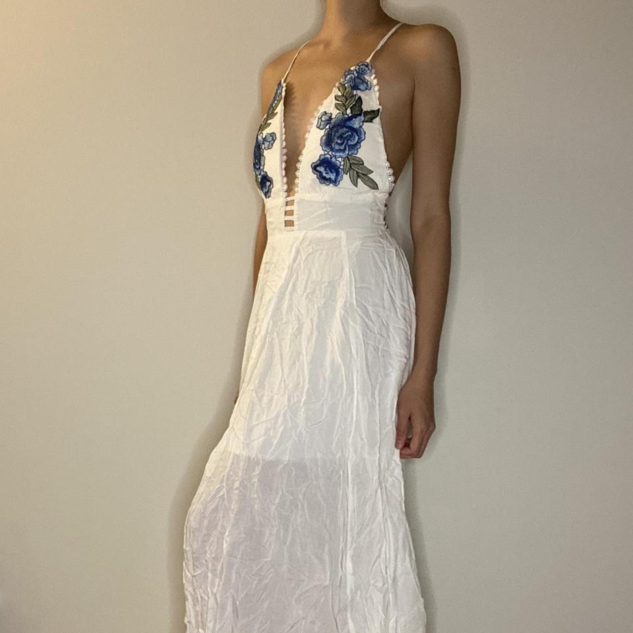 LF Angel Biba floral rose crochet white maxi dress.... - Depop