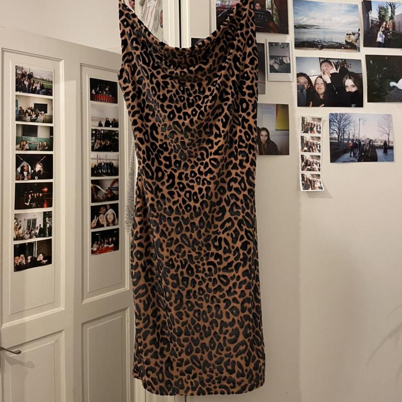 Cowl Neck Leopard Print Mini Dress Bought From Depop