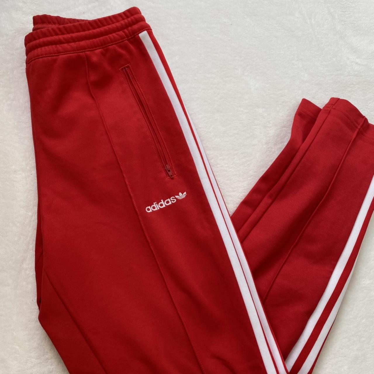 Red adidas tracksuit sweats. only worn once, in... - Depop