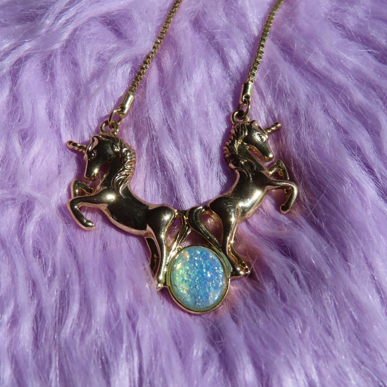 Gorgeous golden unicorn chain necklace with... - Depop