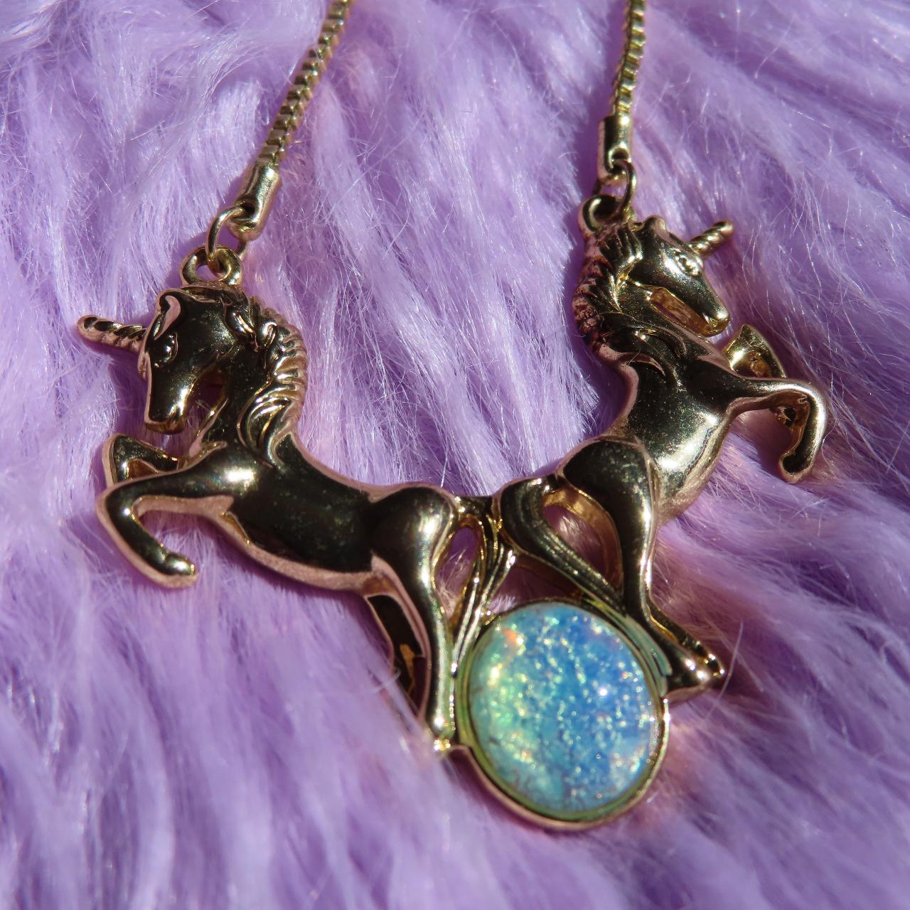 Gorgeous golden unicorn chain necklace with... - Depop