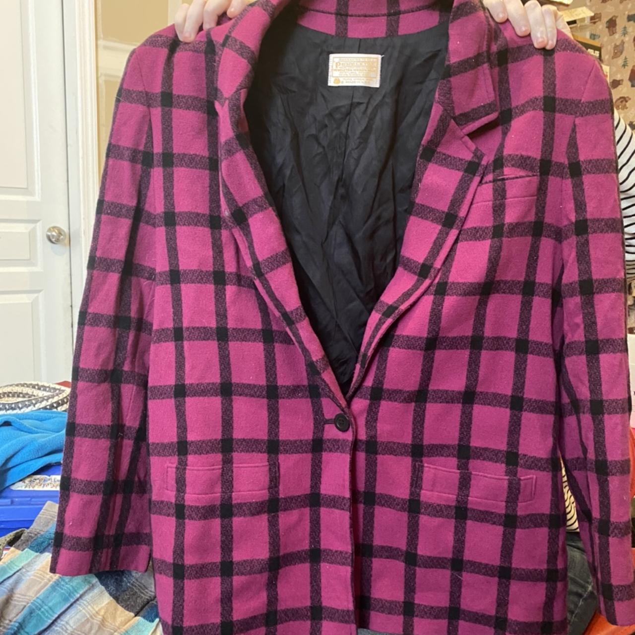 Pendleton Women's Pink and Black Jacket | Depop