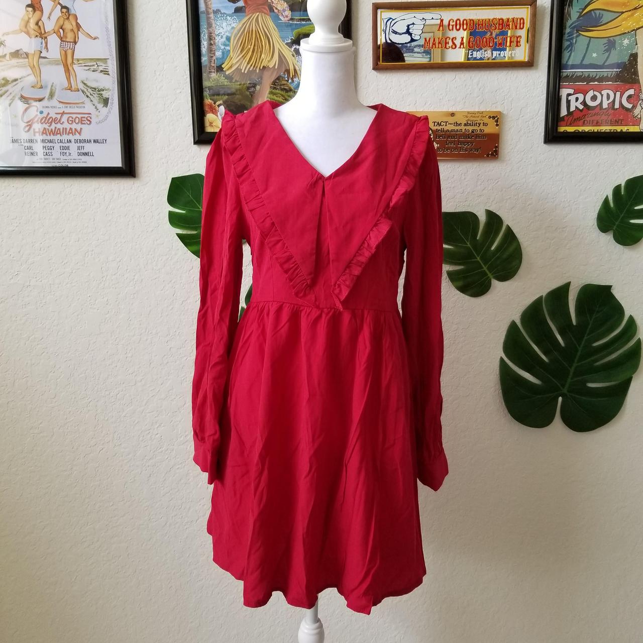 Beautiful raspberry red sailor retro style dress.... - Depop