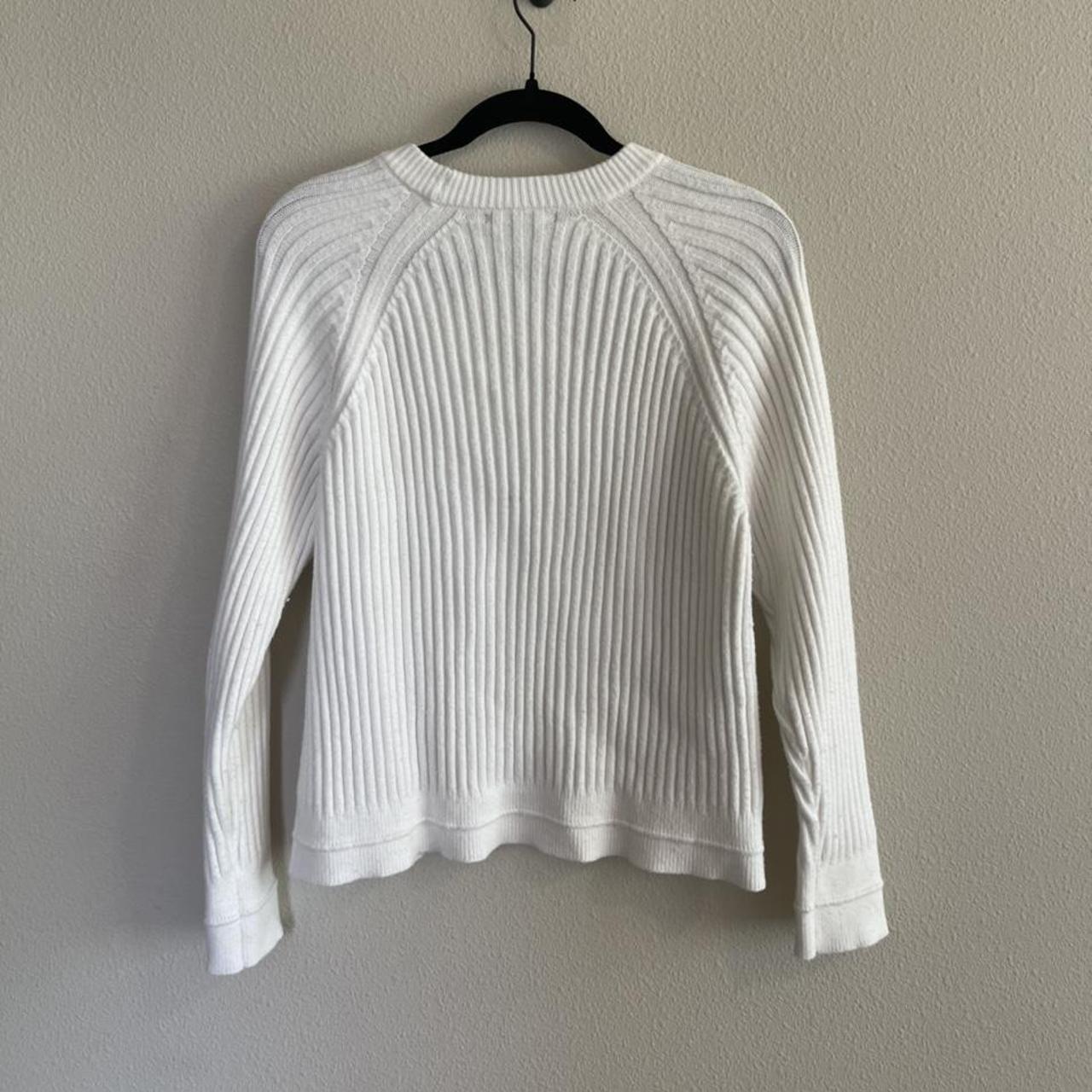 MANGO Cream Ribbed Top In great condition! Faint... - Depop