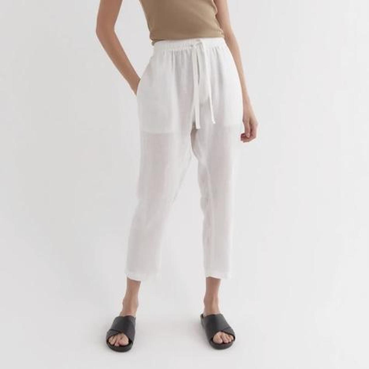 Assembly Label white linen pants!! Size 10 - Depop
