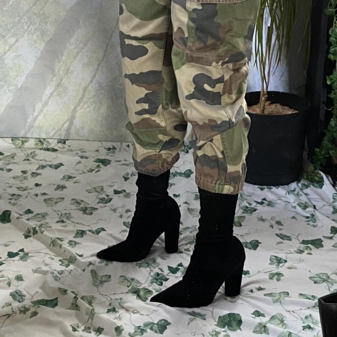 ugh the cutest thick heeled booties. black suede... - Depop