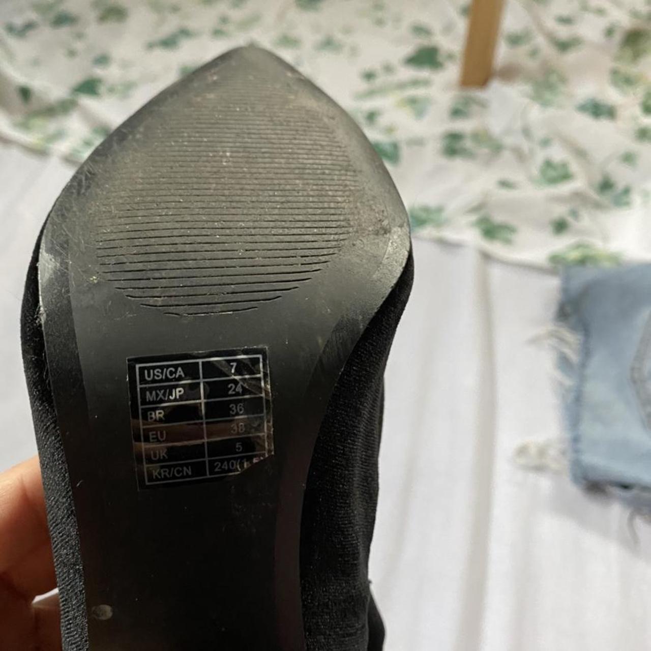 ugh the cutest thick heeled booties. black suede... - Depop