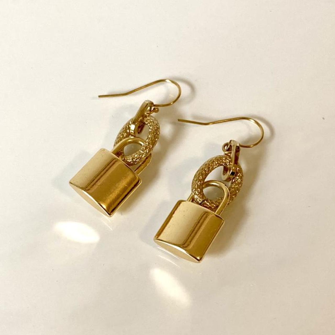 Vanessa Mooney 18K gold-plated lock earrings... - Depop