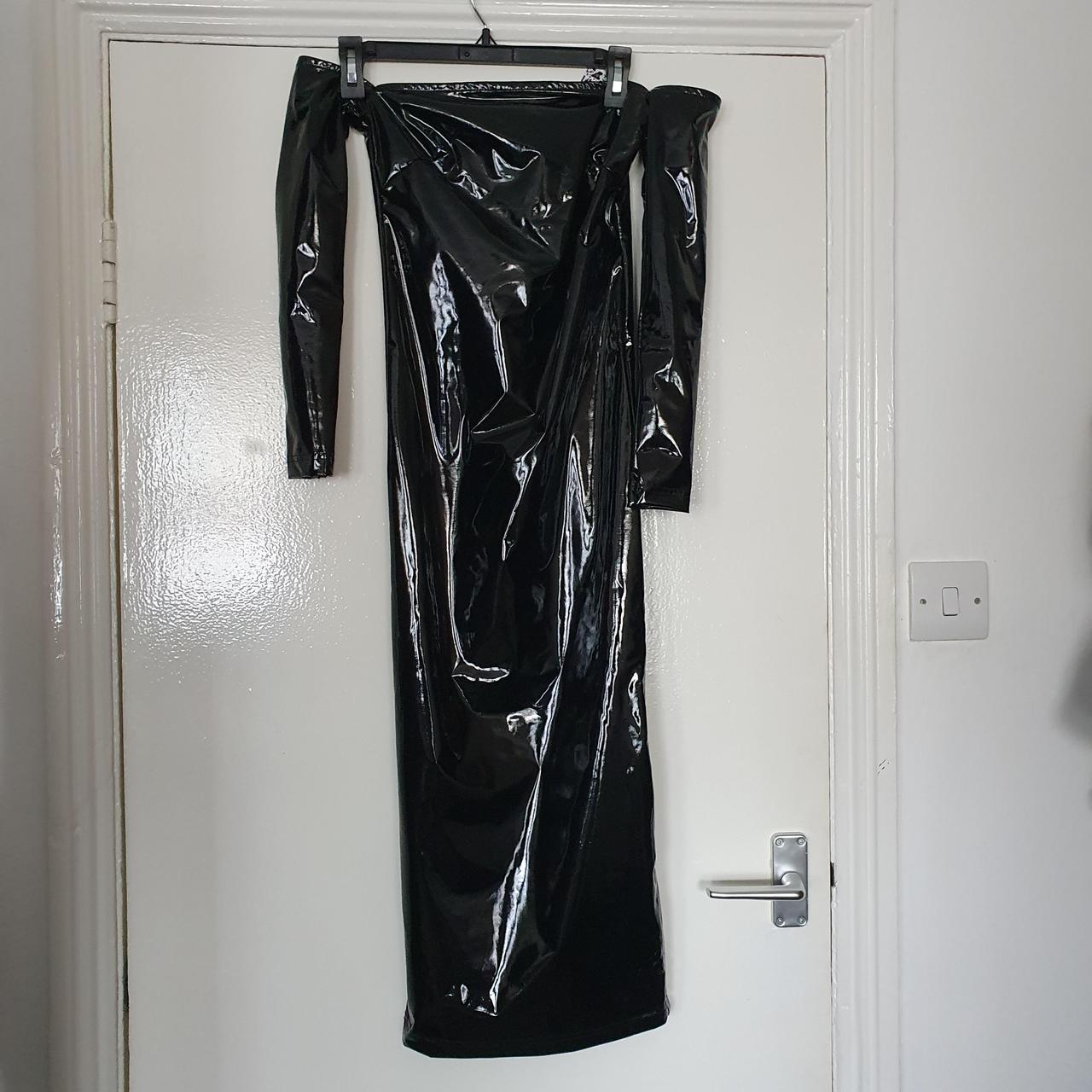 Asos x Laquan Smith pvc Black off shoulder bodycon... - Depop