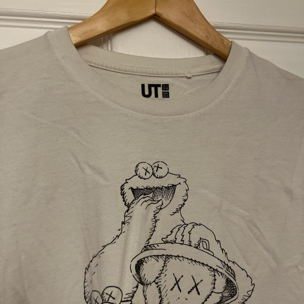 White Uniqlo Sesame x Kaws collab t-shirt. XS men’s,... - Depop