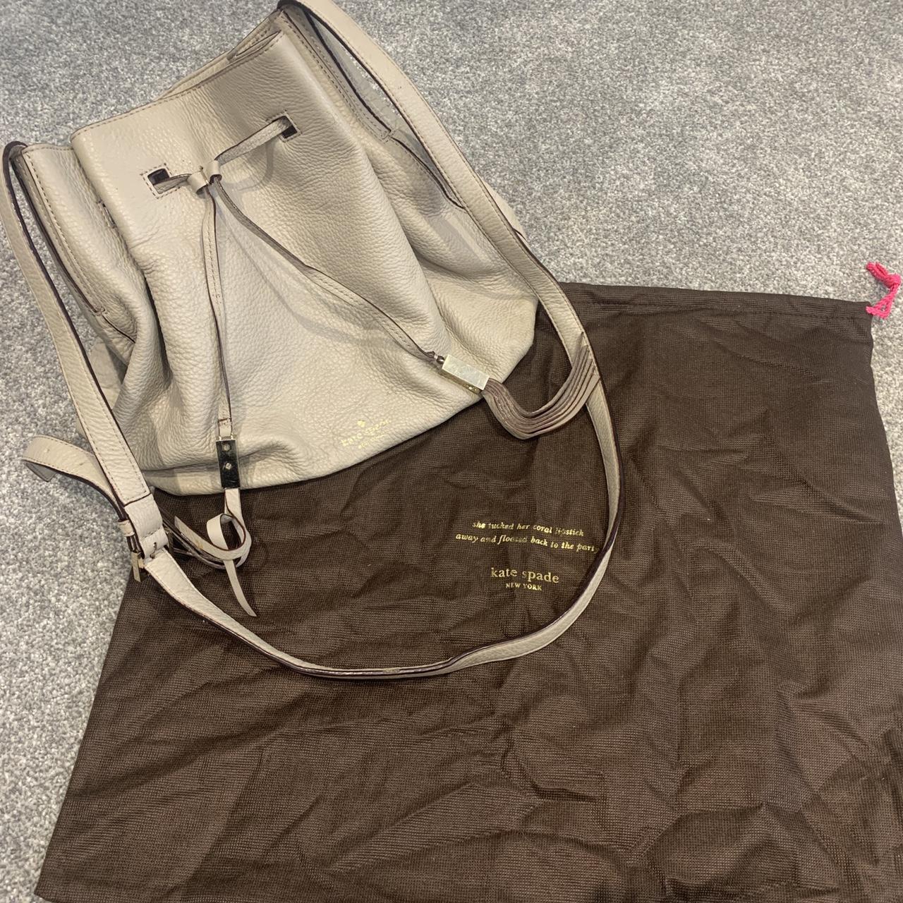 Kate Space Taupe Leather Drawstring Bag Gorgeous... - Depop
