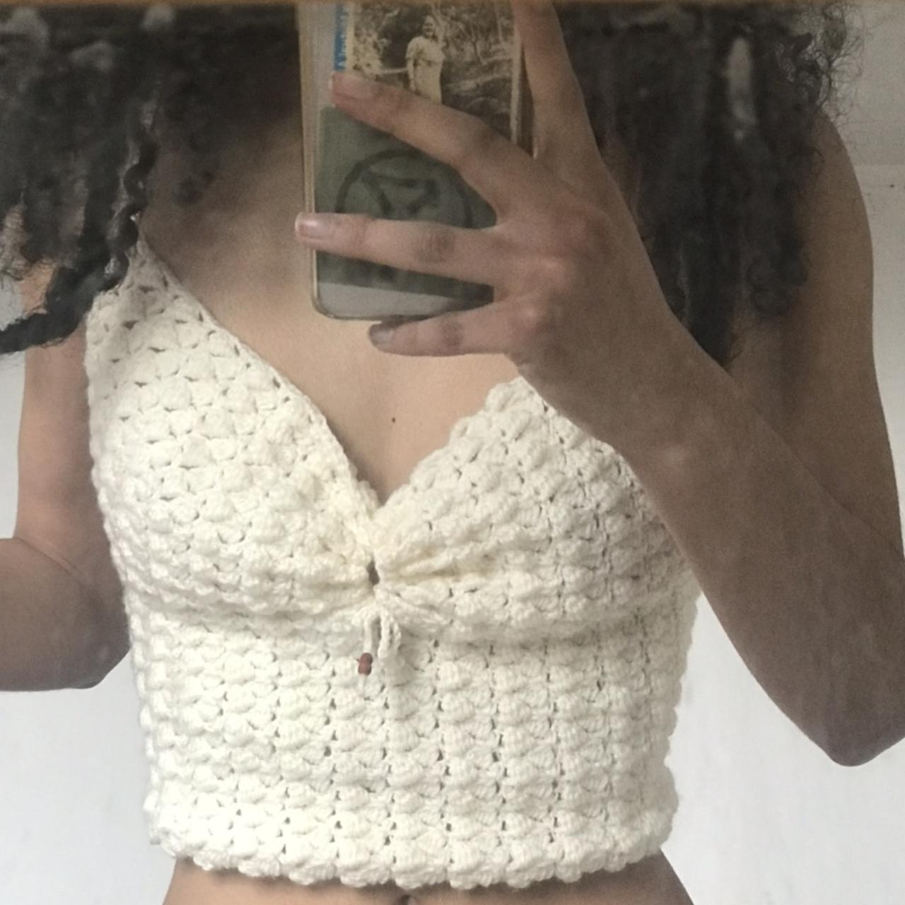 crochet top with cross back detailing🥵 ABSOLUTELY... - Depop