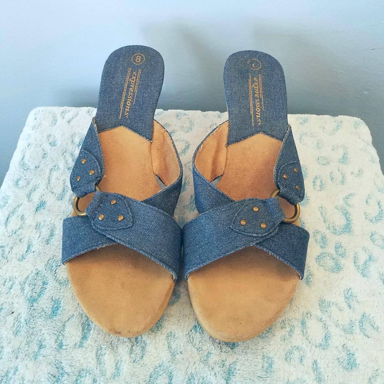 🍄 Blue Denim Slides 🍄 By Expressions, these babes... - Depop