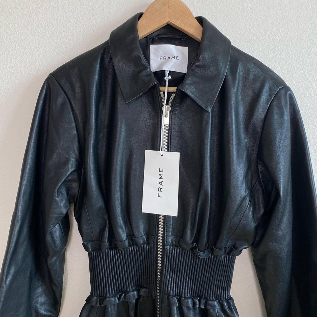 Frame Leather Coat This streamlined leather coat is... - Depop
