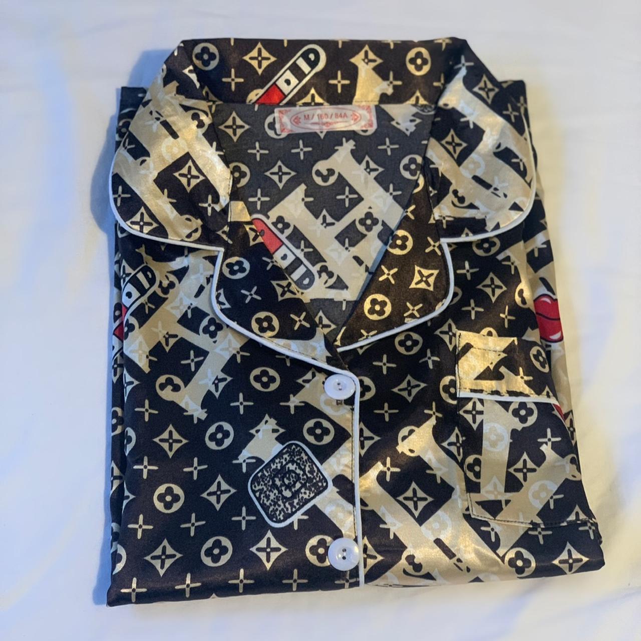 Luxury chocolate brown satin LV pyjamas. UK SIZE 8... - Depop