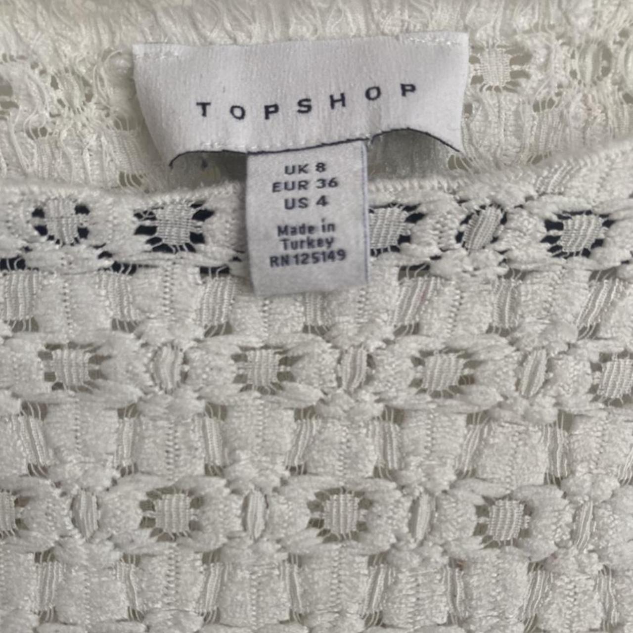 Topshop white lace crochet mesh cropped baby tee... - Depop