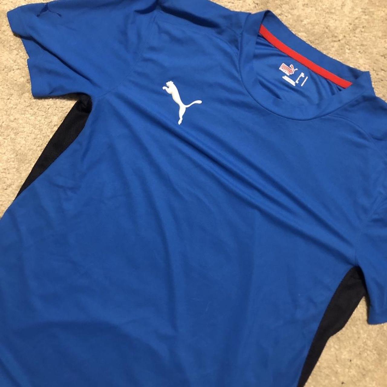 Puma Men's Blue and White Shirt | Depop