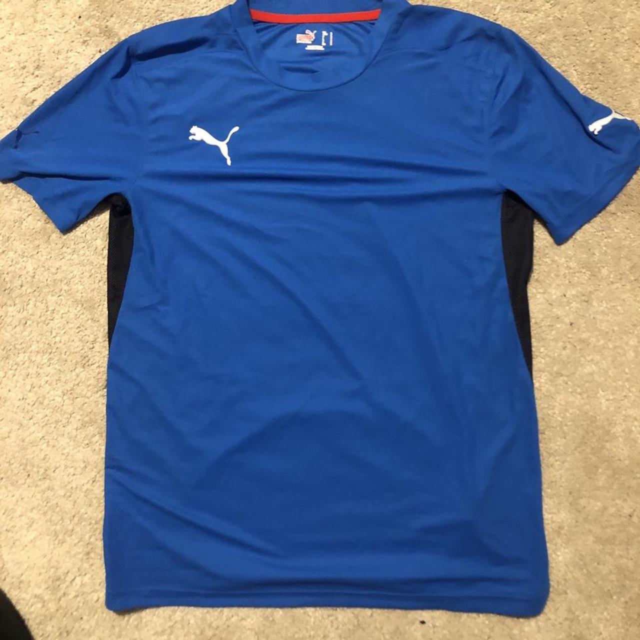 Puma Men's Blue and White Shirt | Depop