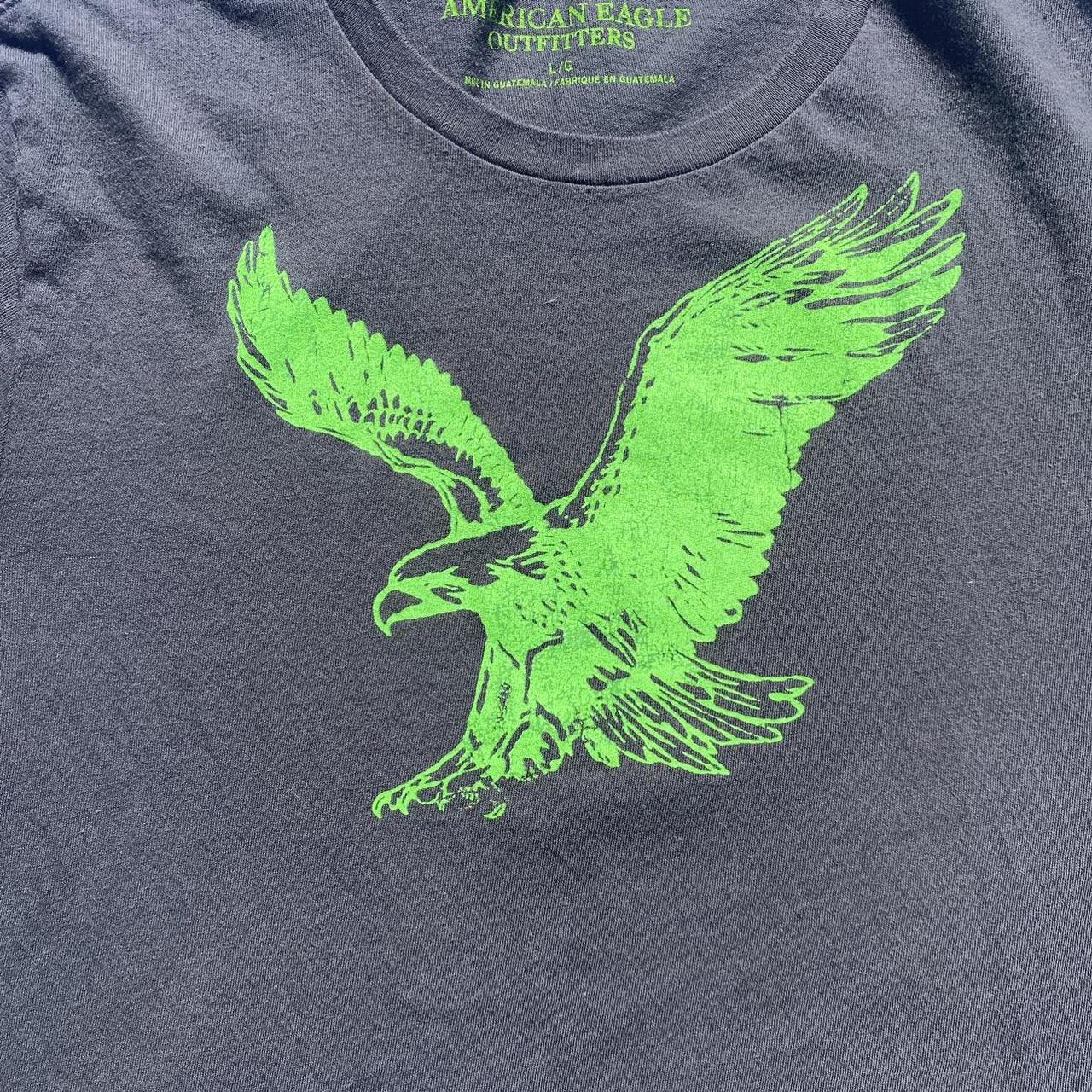Grey W Green American Eagle T Shirt →condition Depop