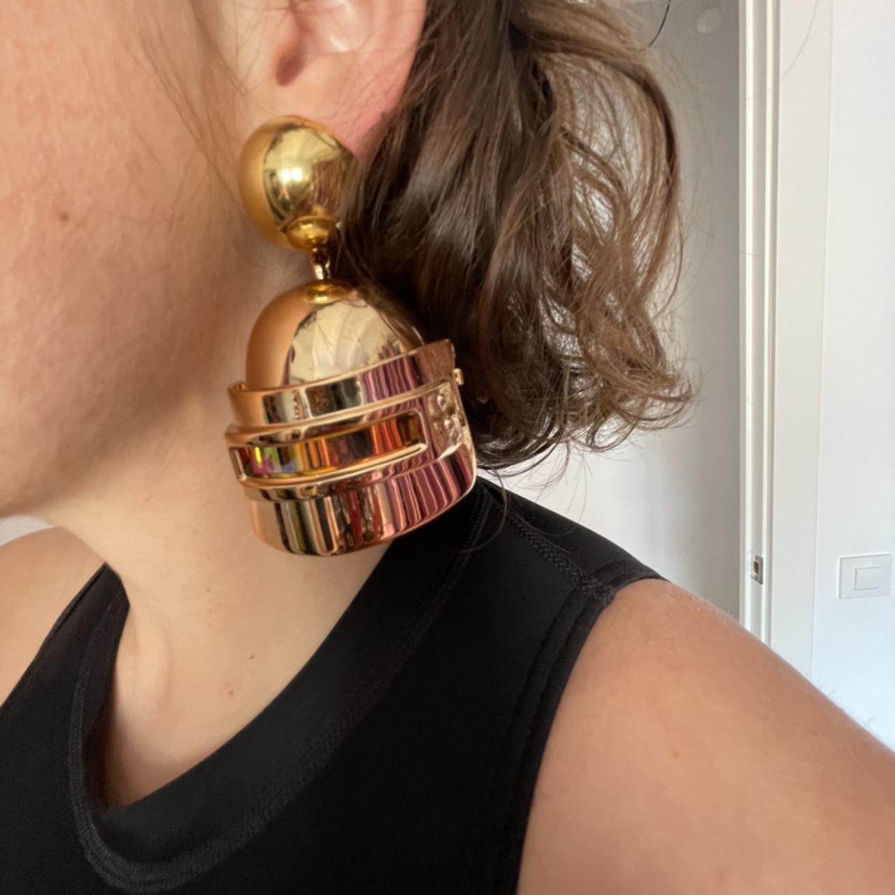 Helmet earrings. Made with vintage buttons and... - Depop