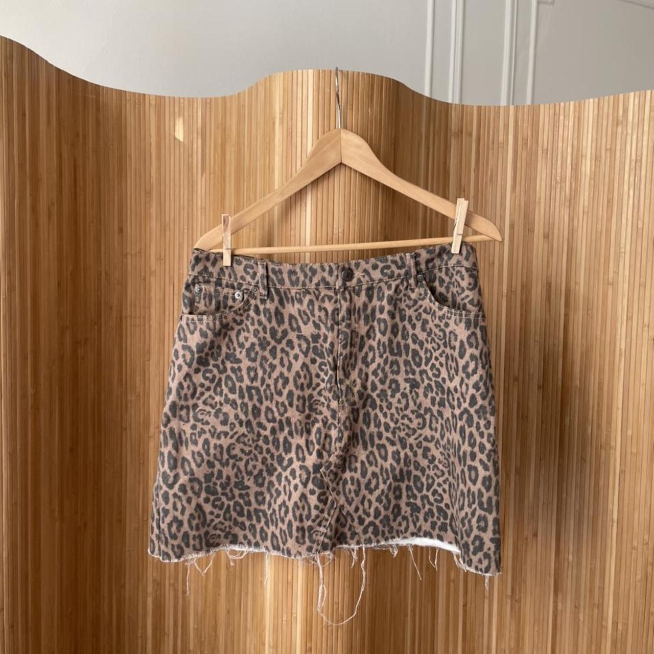 Monki Leopard Denim Mini Skirt Leopard print. Great... - Depop