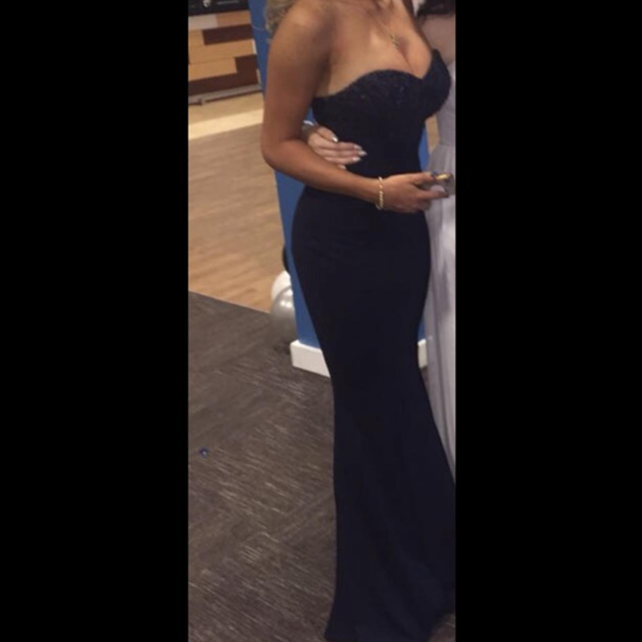 Navy Lipsy fishtail prom dress, size 8 but fits a... - Depop