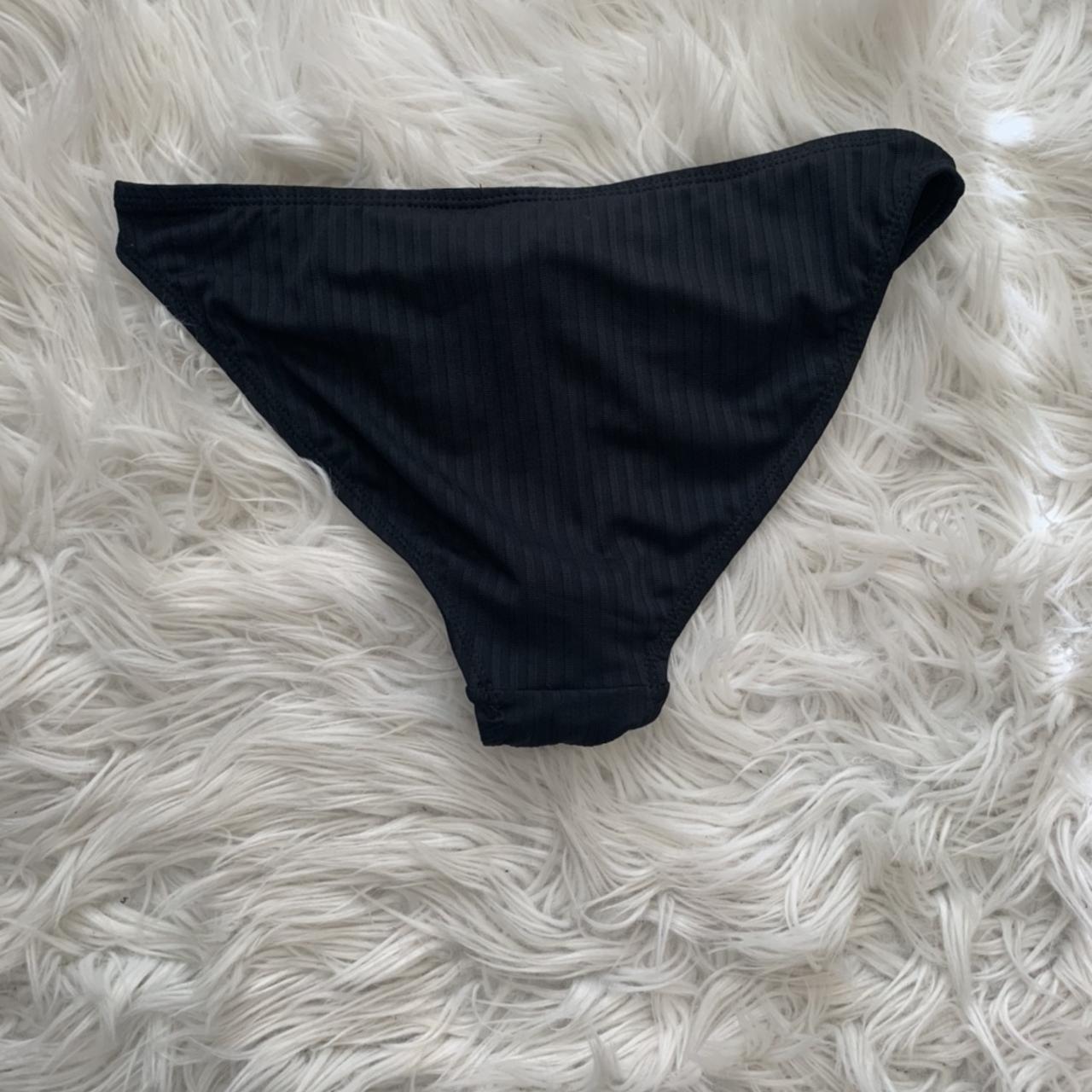 Black Cotton on rib bikini bottom. It still has the... - Depop