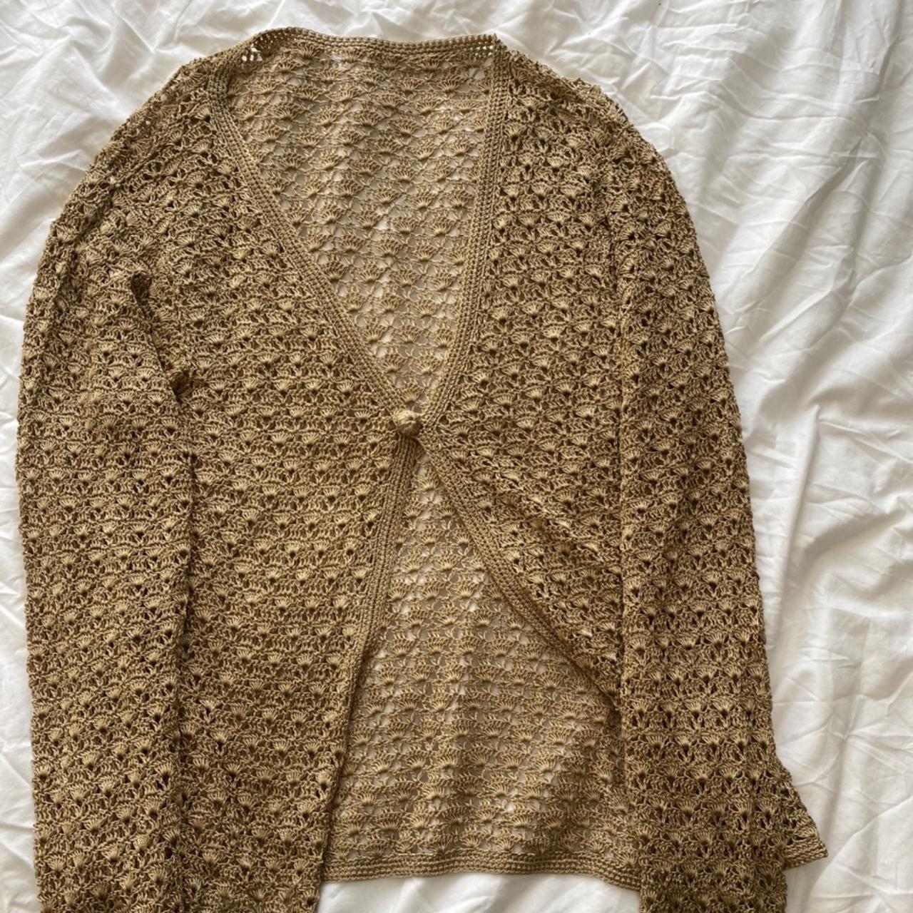 Gold tone, Metallic, vintage cardigan. Honestly love... - Depop