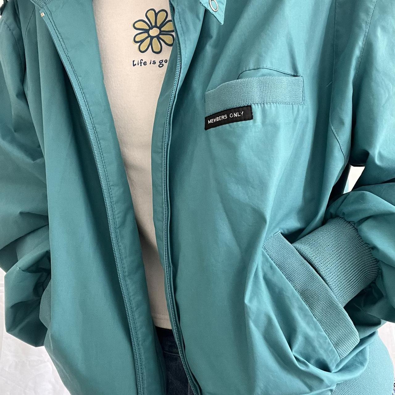 retro blue/green Members Only bomber jacket 🪴... - Depop