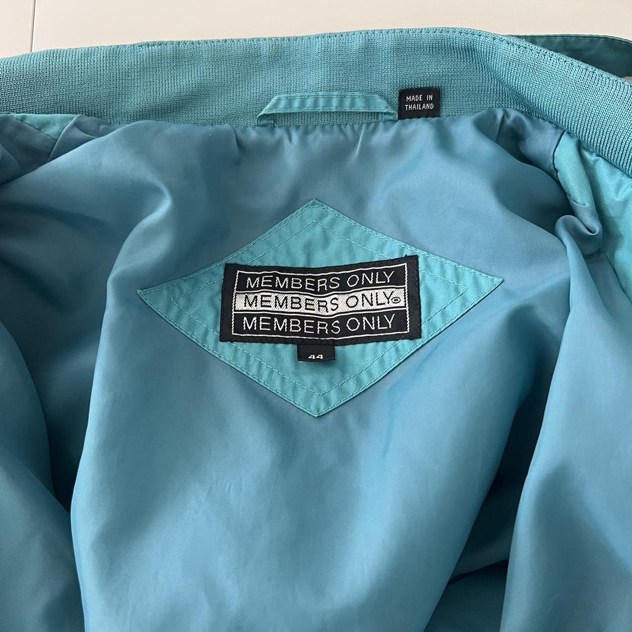 retro blue/green Members Only bomber jacket 🪴... - Depop