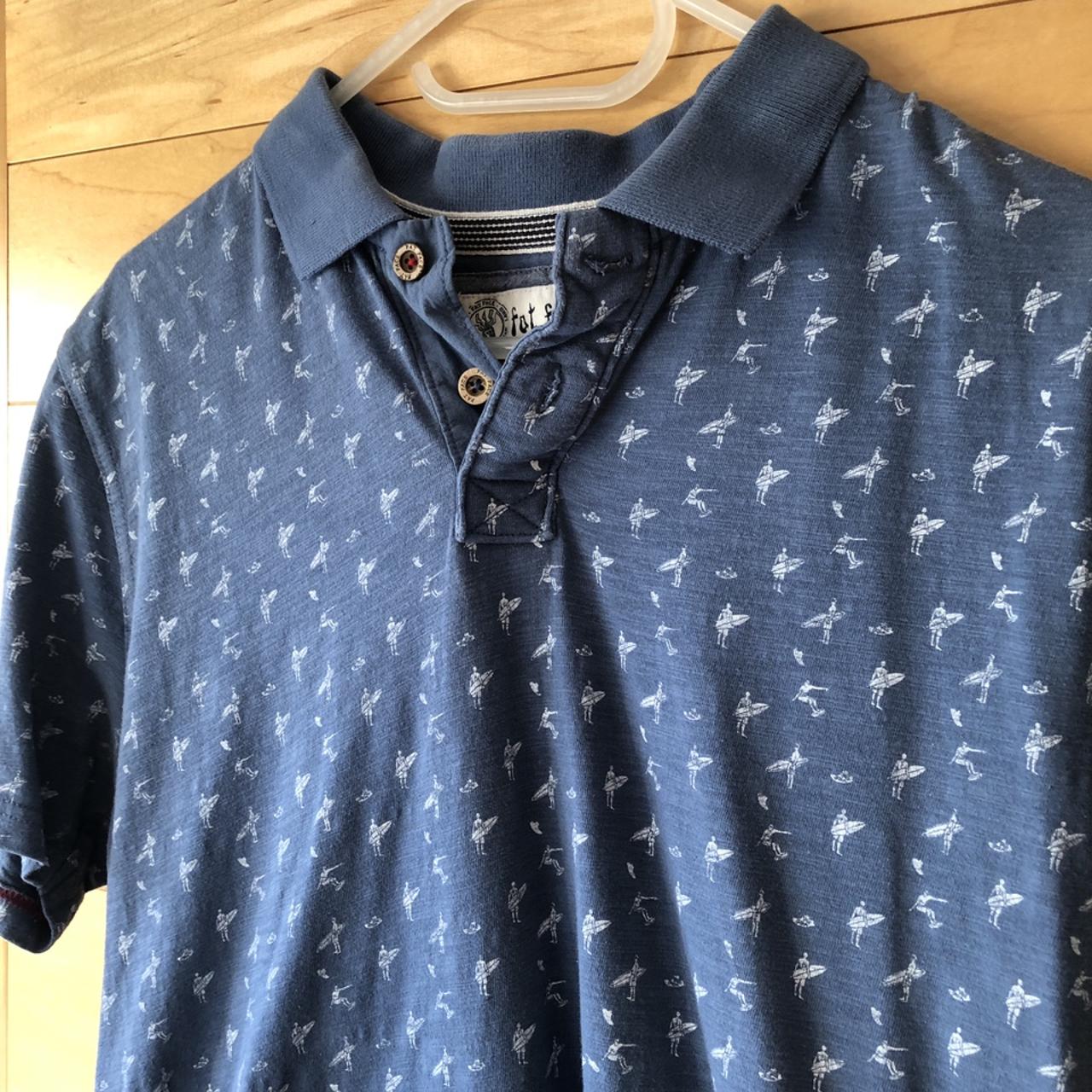 Large Fat Face polo top shirt in sea blue colour... - Depop