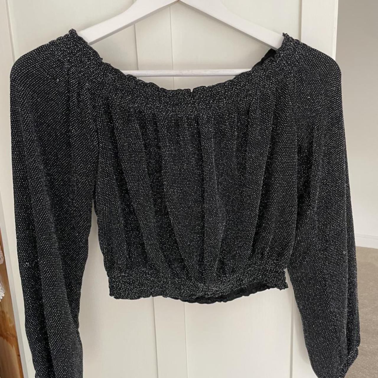 H&M off shoulder glitter top Size S Brand new with tags - Depop