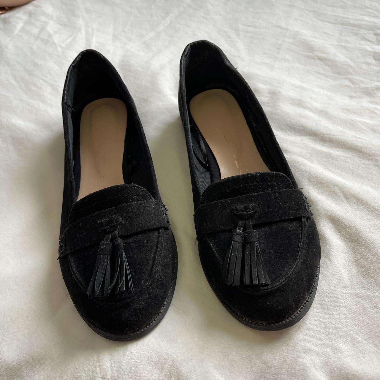 All black suede dolly shoes with tassels on front.... - Depop