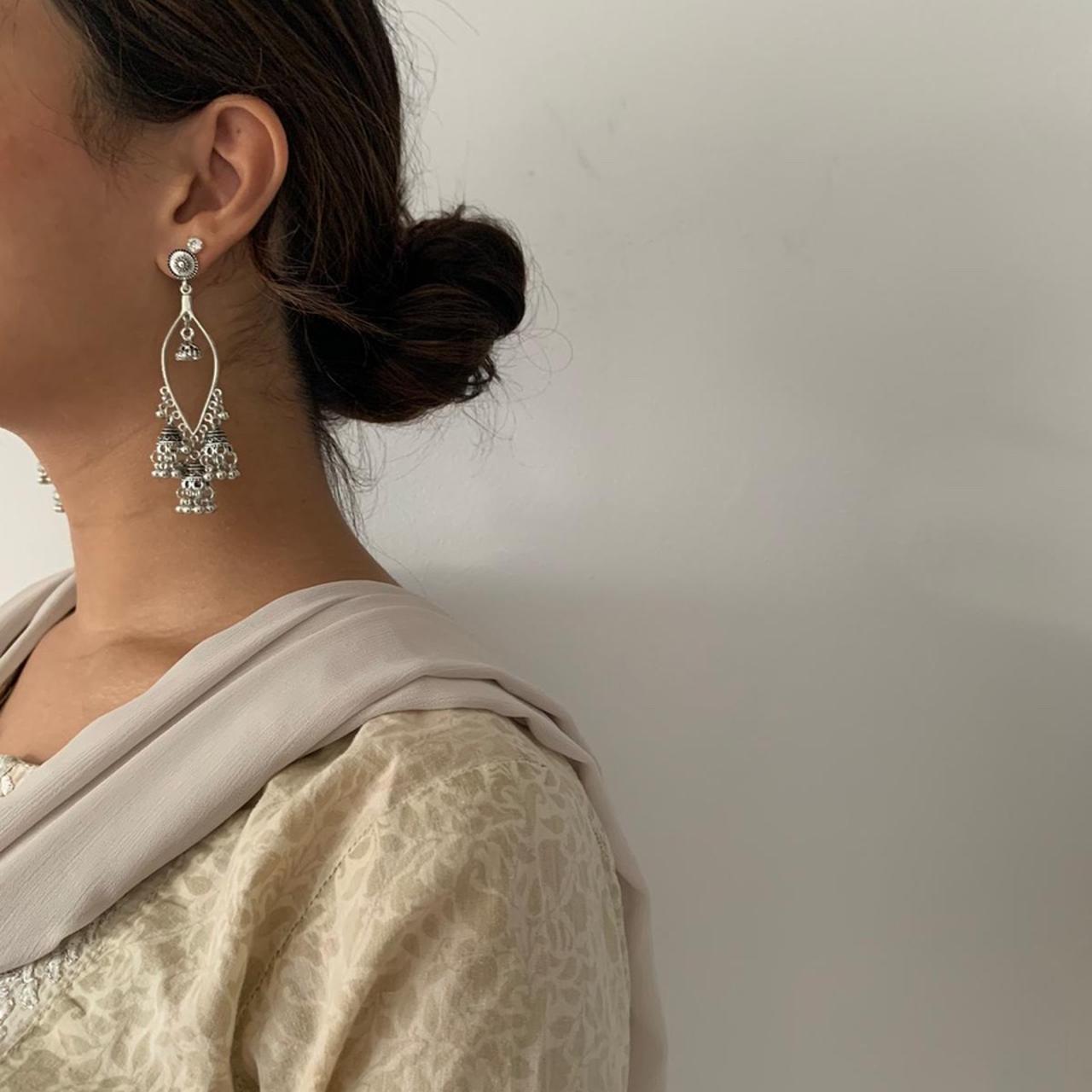 Traditional pakistani Indian teardrop shaped jhumka... - Depop