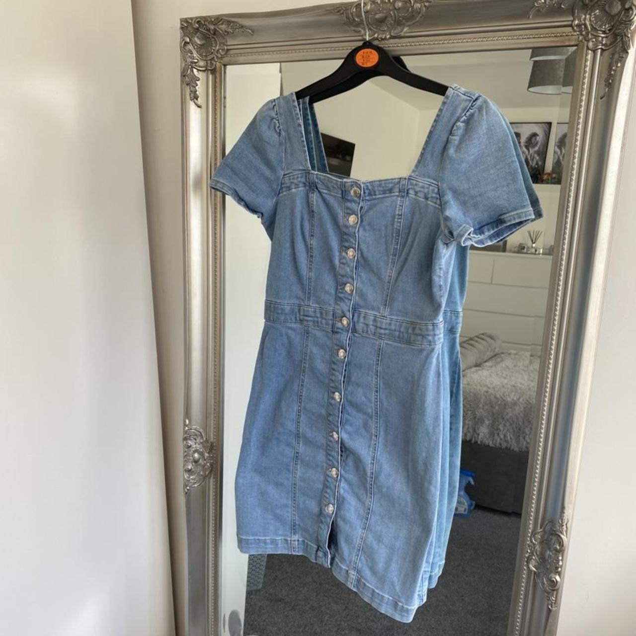 Primark’ blue denim button up dress - Size 12 -... - Depop