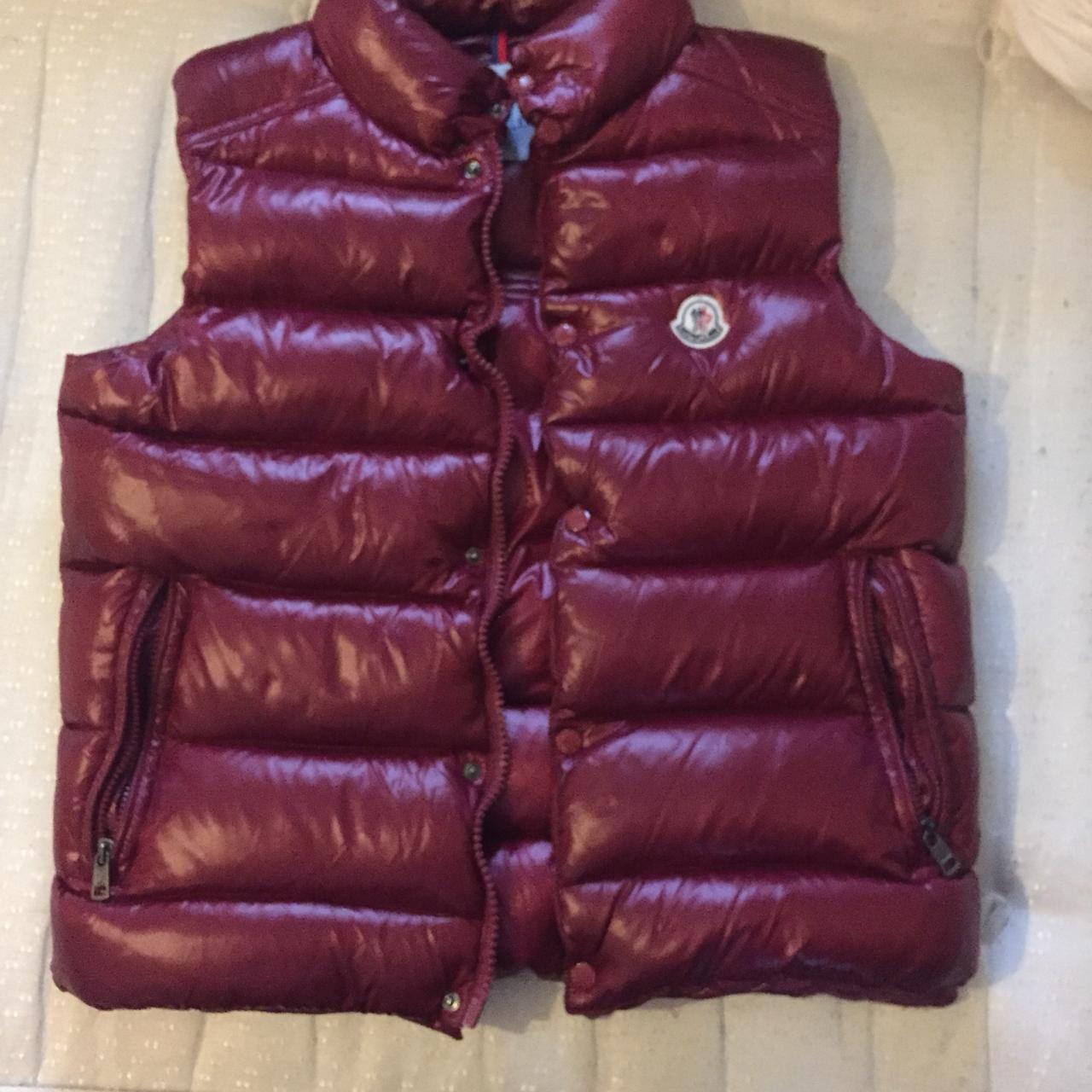 Moncler Red/burgundy Ribbed Padded Gillet 8/10... - Depop