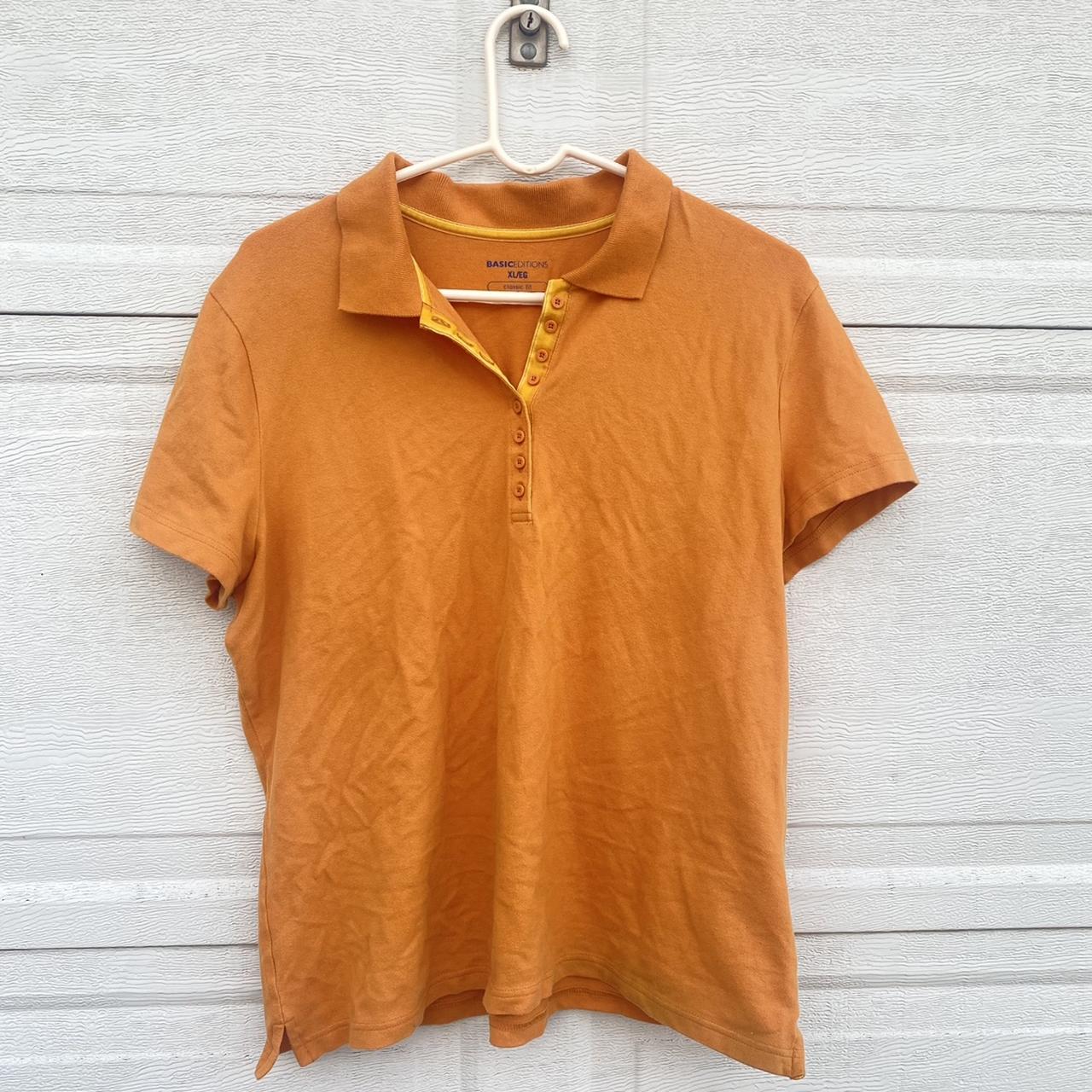 Basic Editions Men's Orange and Yellow Polo-shirts | Depop