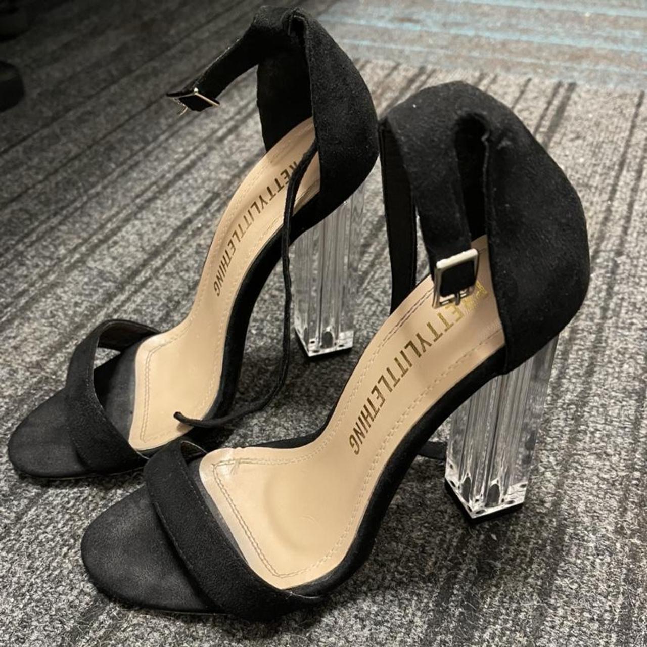 Pretty little thing black heels with clear block... - Depop