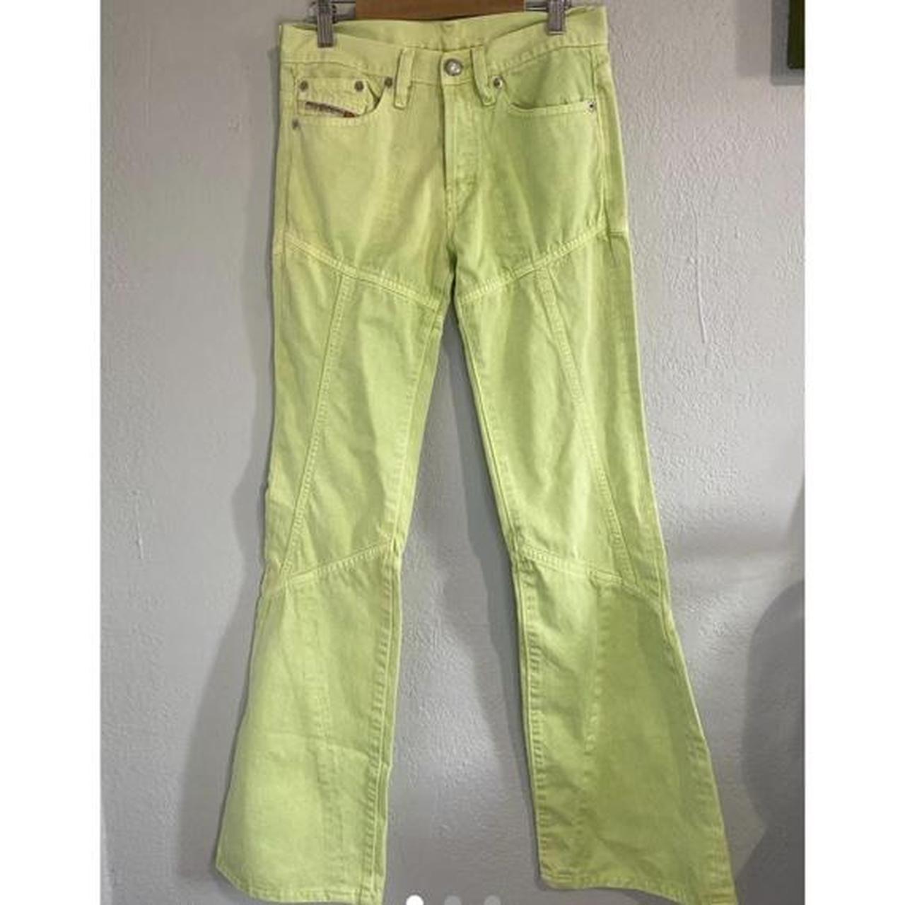 amazing diesel low rise lime green flare jeans.... - Depop