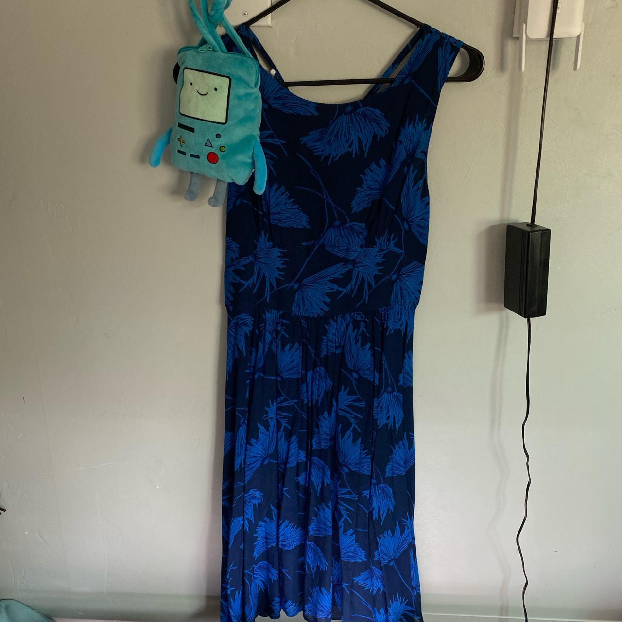 Women’s fancy dress - very nice navy and blue floral... - Depop