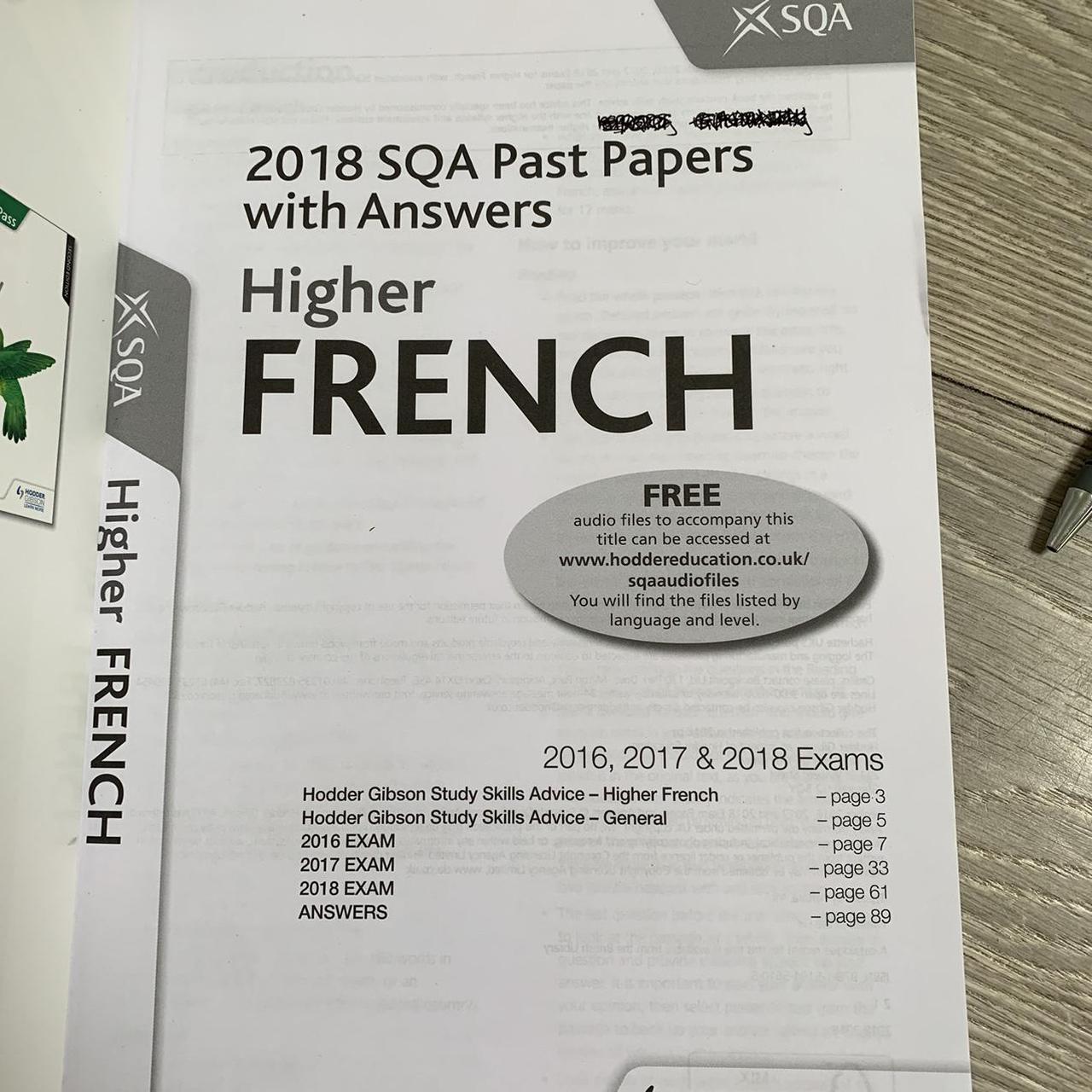 Higher french SQA past papers and answer book. Very... - Depop