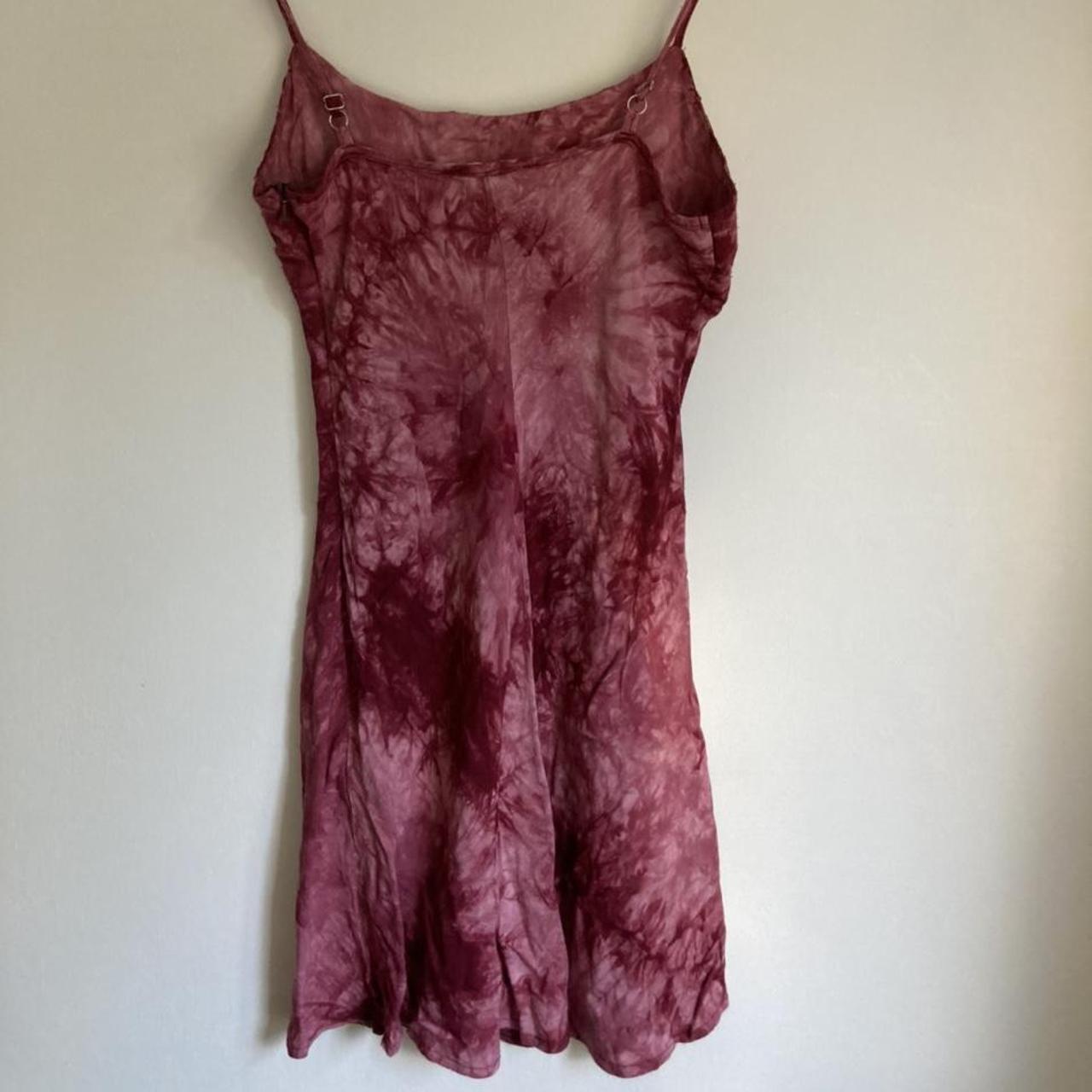Urban outfitters burgundy tie dye mini dress Size... - Depop