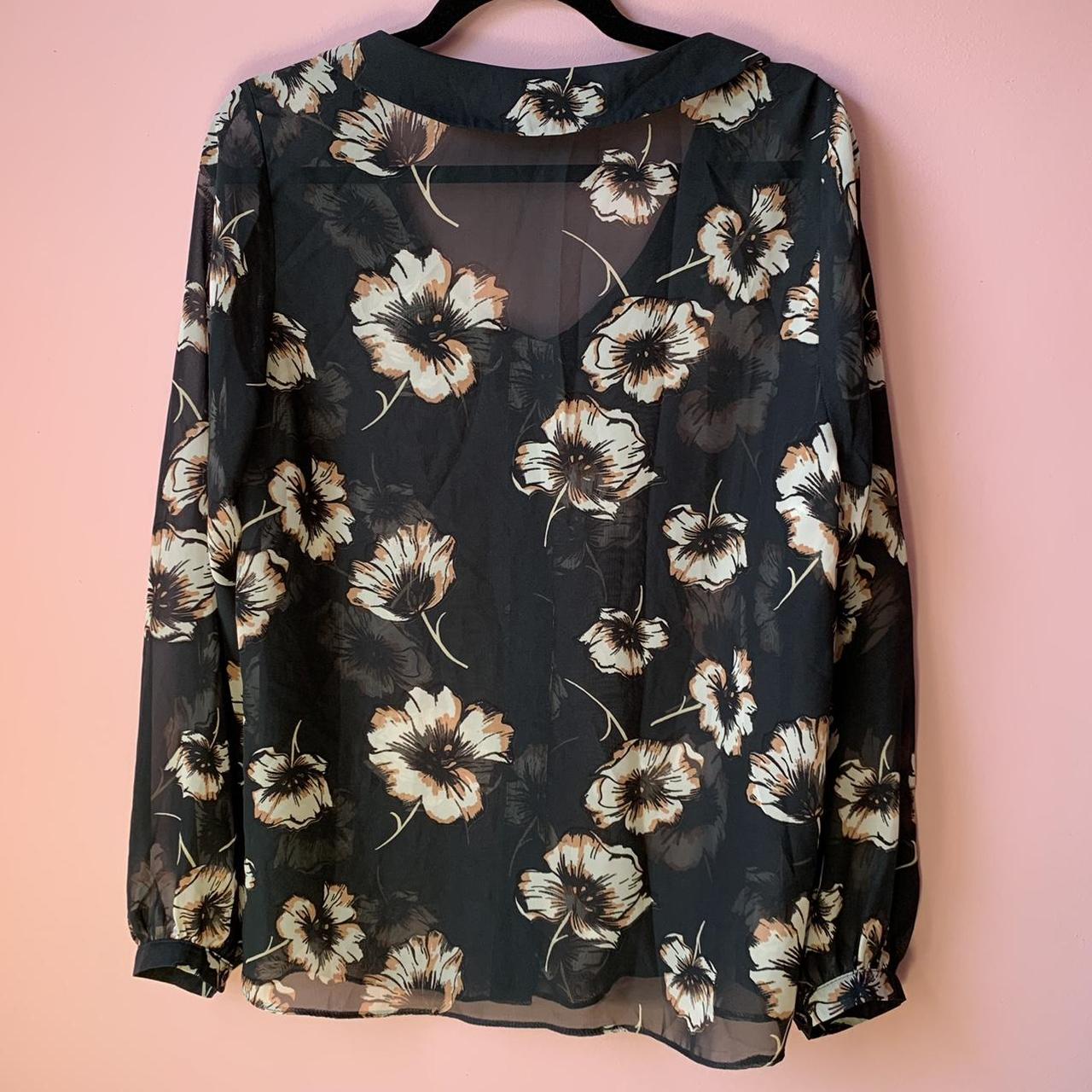 ASOS sheer peter pan collar floral shirt with poppy... - Depop