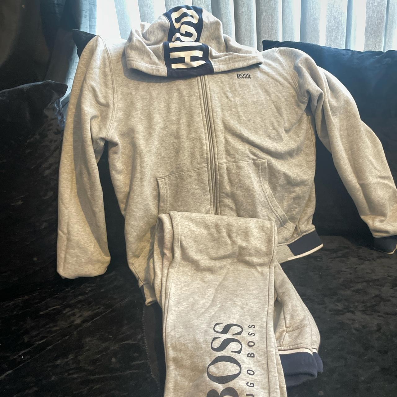 hugo boss tracksuit medium great condition only worn... - Depop