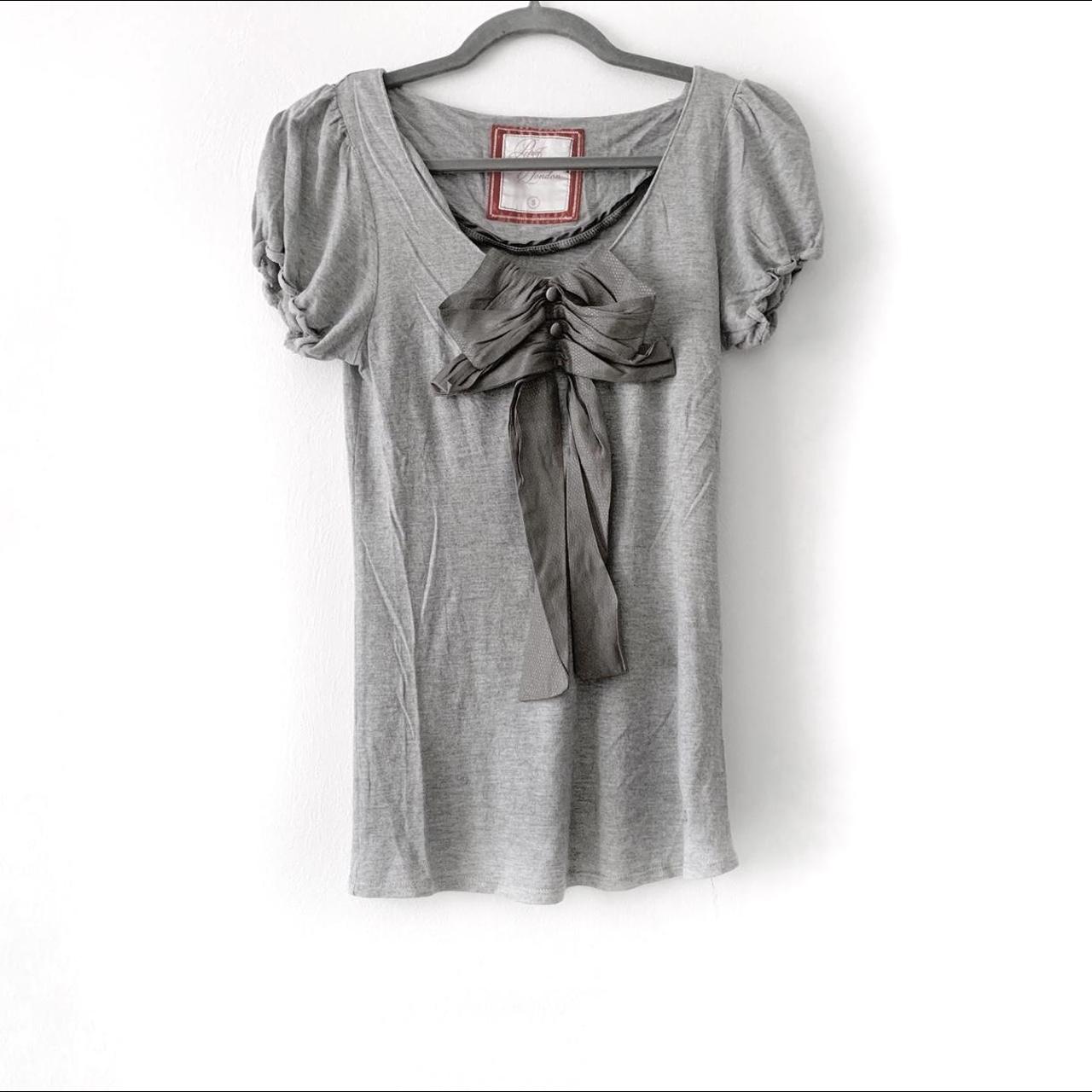 Cutest Grey Vintage Y2k Coquette Top With Puff Depop